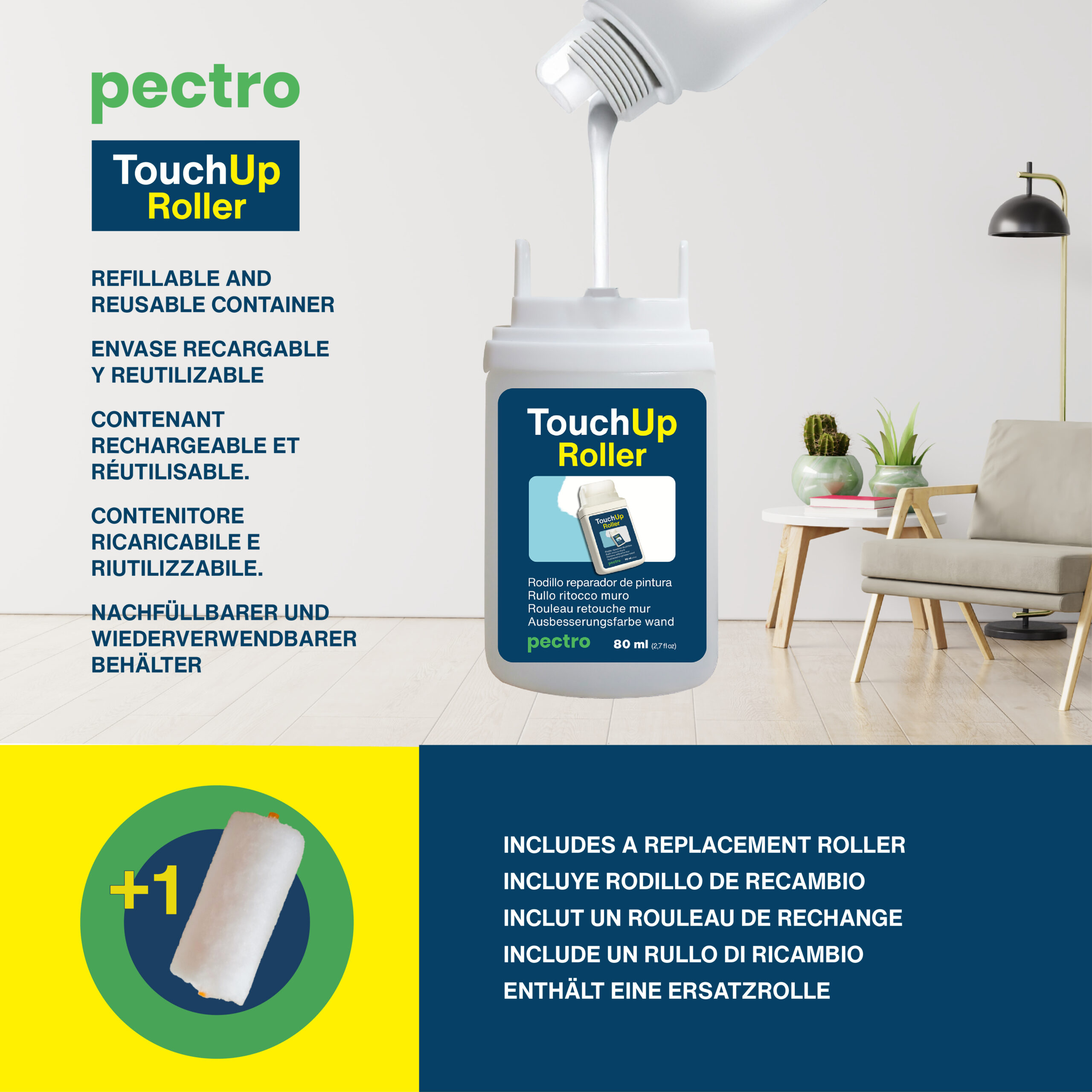 Retocador reparador de pintura con rodillo incorporado antihumedad 80ml ...